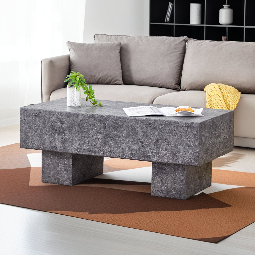 Ivy Bronx 43.3" Modern Wood-Tone Coffee Table – Sleek Rectangular Design with MDF Construction ...